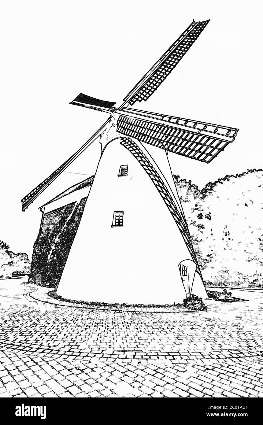 Traditional White Windmill Stock Photo - Alamy