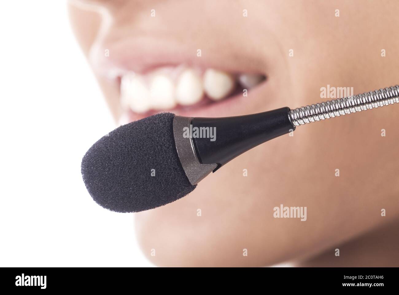 Female support operator with headset Stock Photo - Alamy