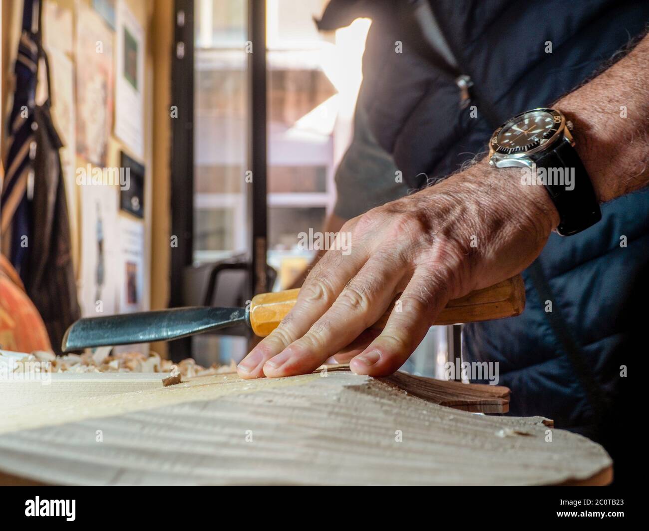 Professional luthier violinmaker artisan Robert Gasser working on ...