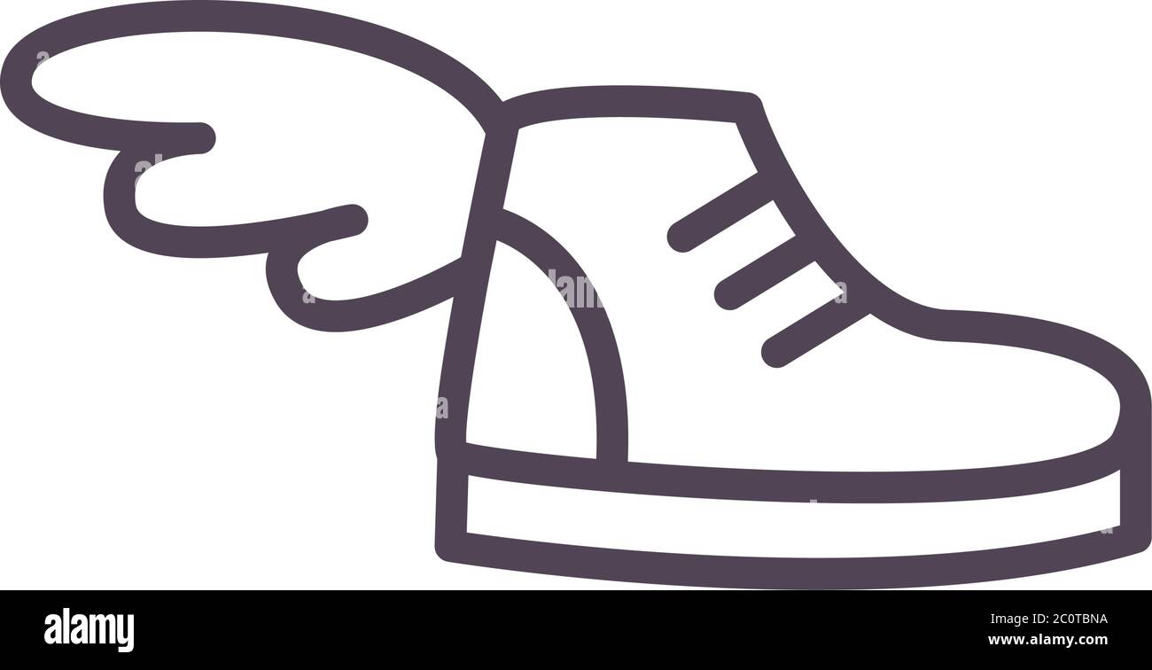 Sport shoe with wing line style icon design, Gym bodybuilding healthy ...