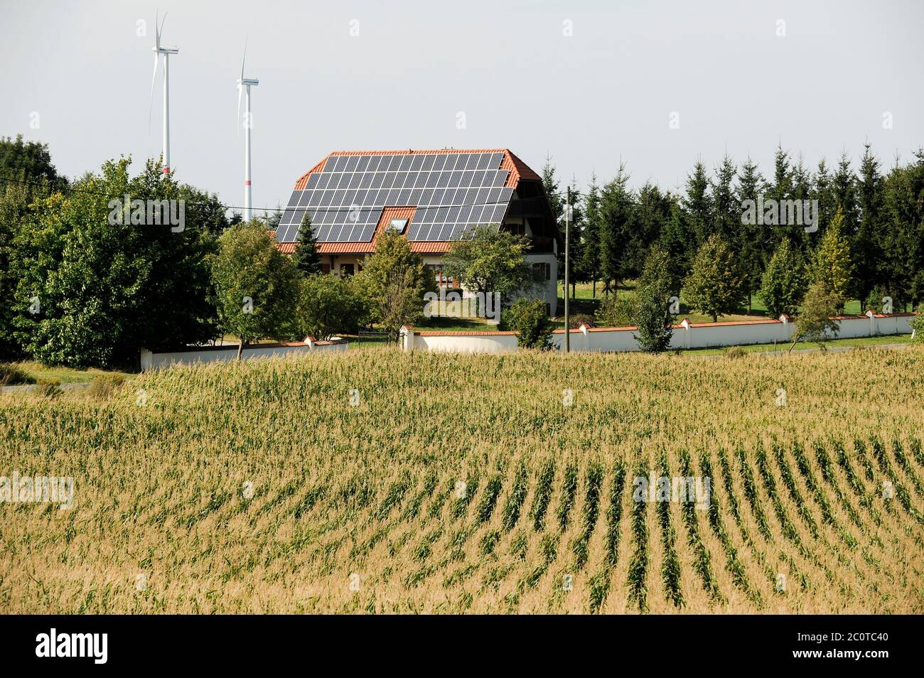 GERMANY, energy mix, energy transition, village with wind energy, house ...