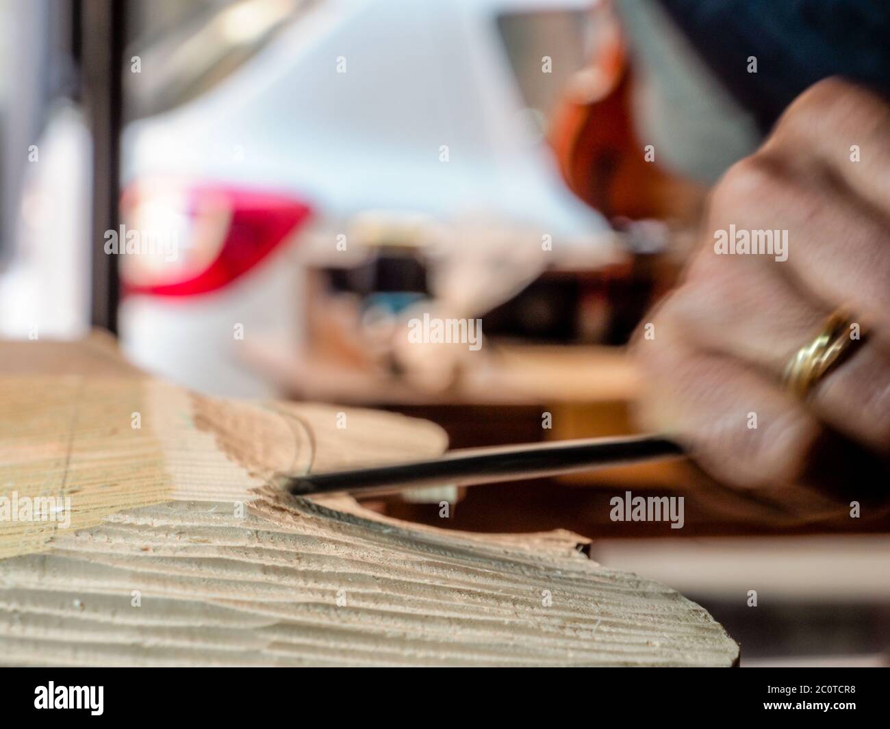 Professional luthier violinmaker artisan Robert Gasser working on ...