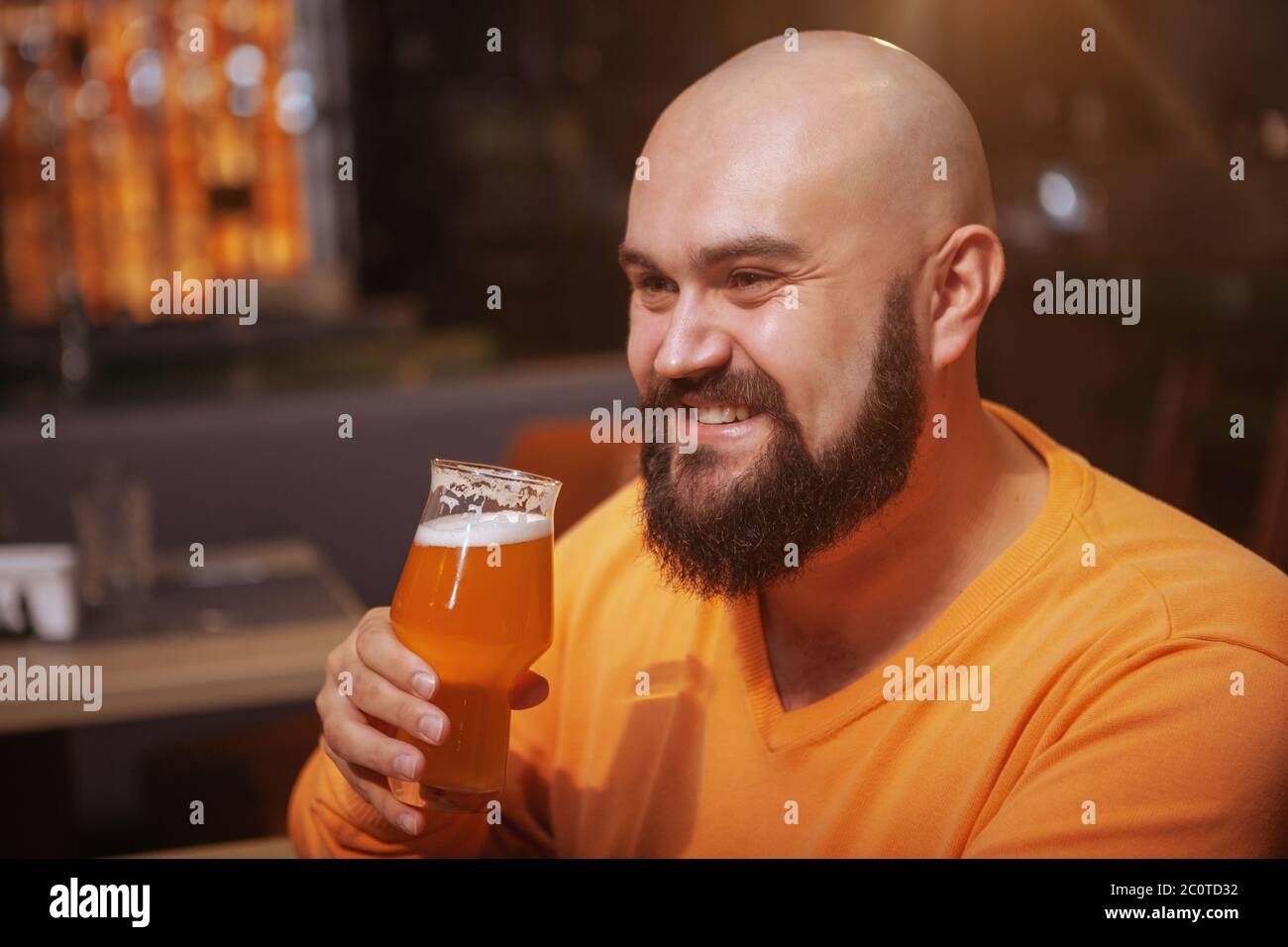 Fat bald man pub hi-res stock photography and images - Alamy