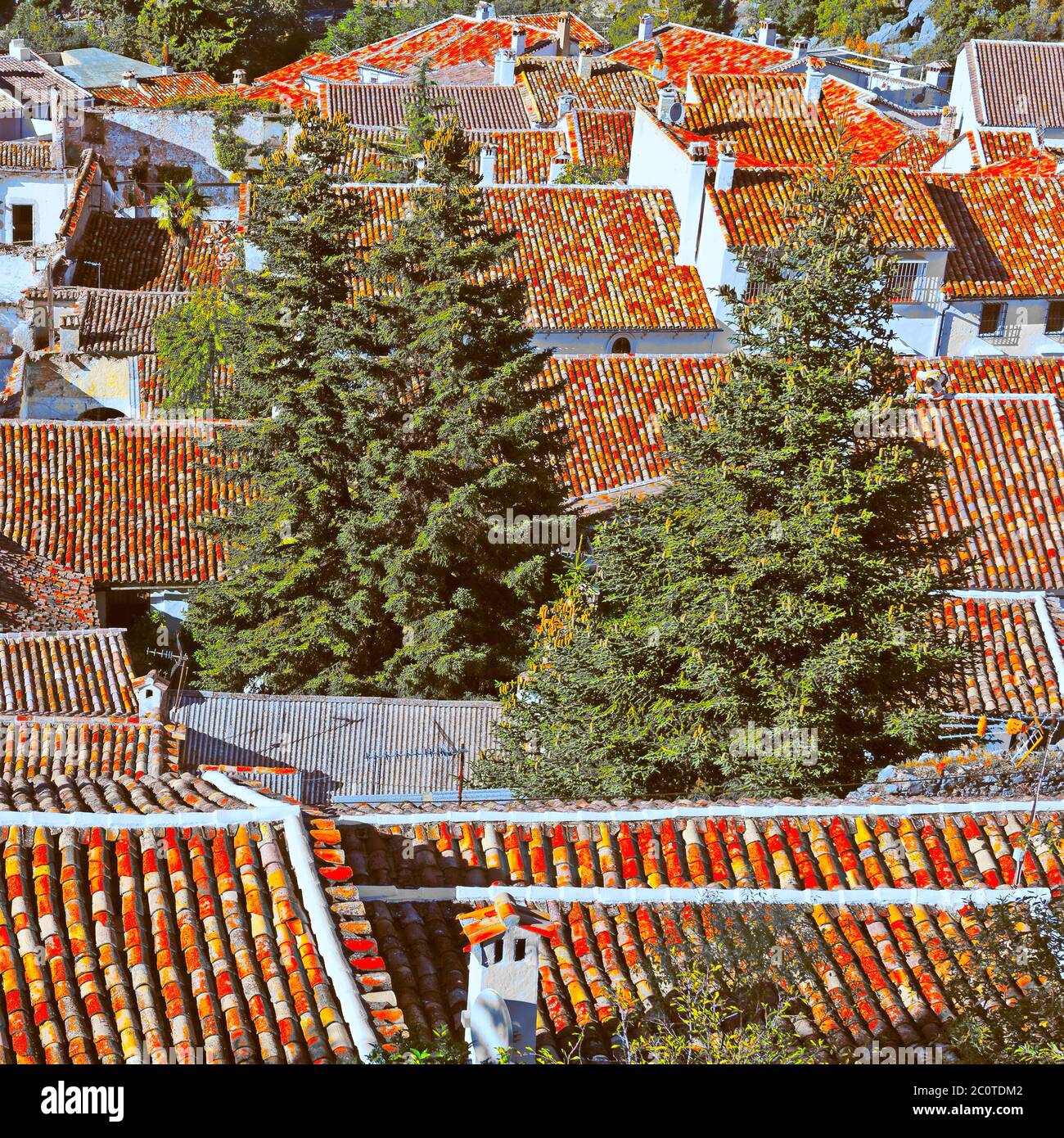 Aerial view red tiles hi-res stock photography and images - Alamy
