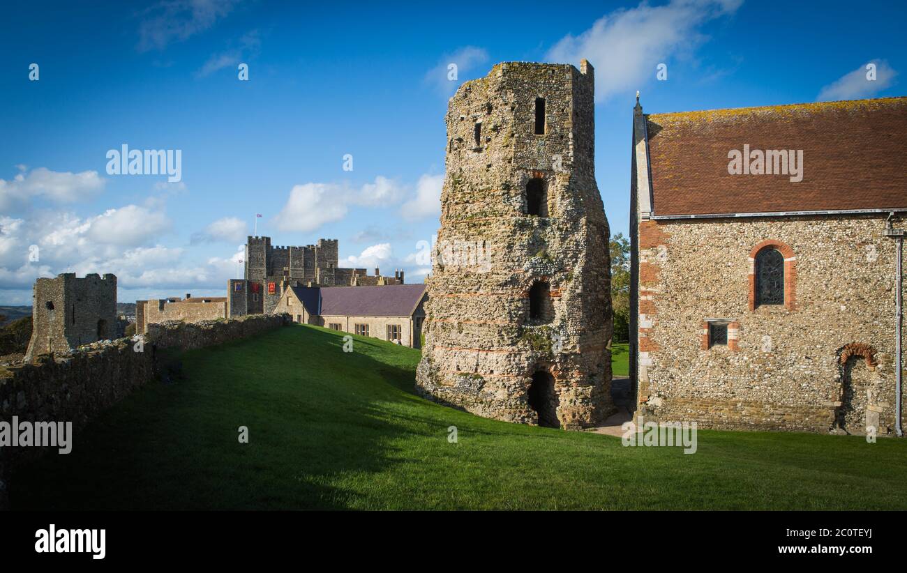 Roman lighthouse, Dover Castle Stock Photo - Alamy
