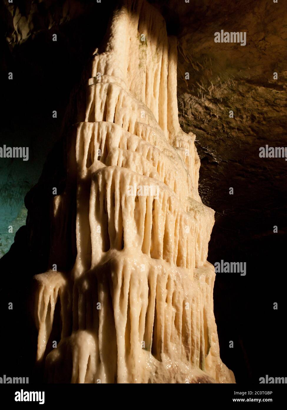 Picturesque karst features illuminated in the cave Stock Photo - Alamy