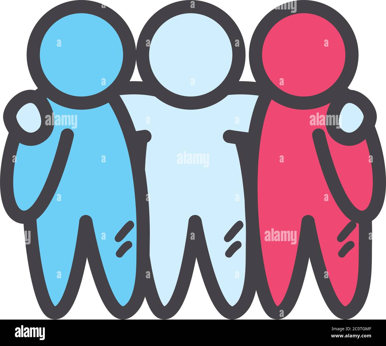 Avatars persons friends hugging line and fill style icon design of ...