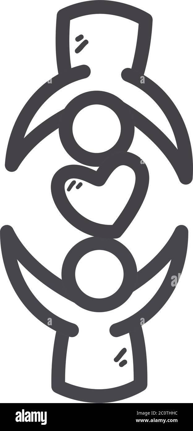 Avatars couple with heart line style icon design of love passion and ...