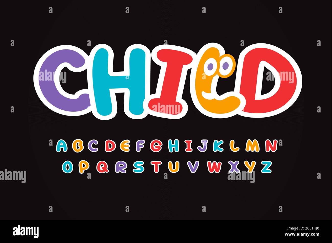 Child letters set. Bright colorful style alphabet. Funny font for ...