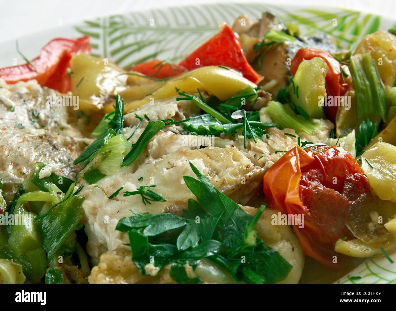 Fish and leeks Stock Photo - Alamy