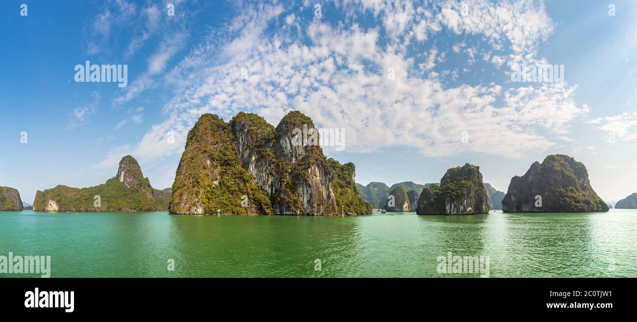 Panorama of World natural heritage Halon bay, Vietnam in a summer day ...