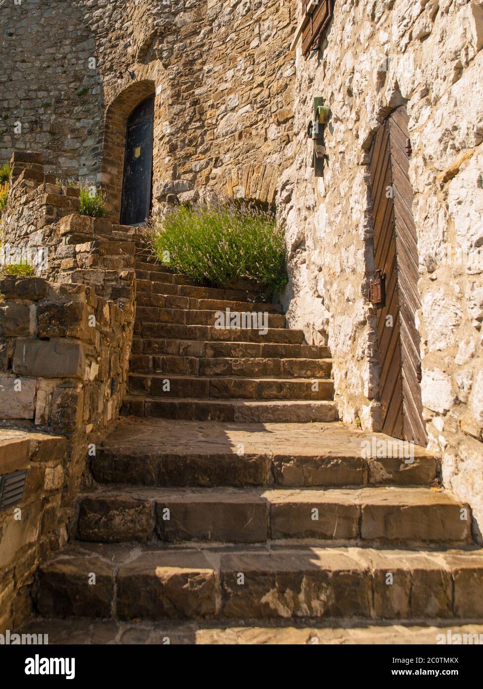 Old rock stairs lead to castle door, Socerb, Slovenia Stock Photo - Alamy