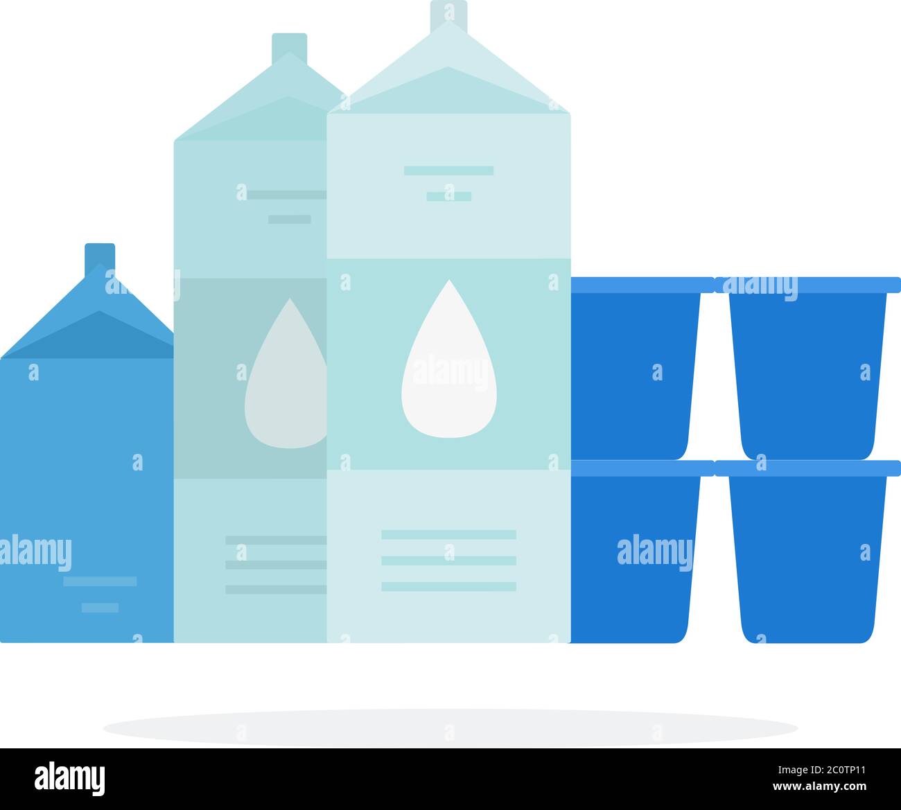 Milk packages, kefir, buttermilk, fermented milk and yoghurt in plastic ...