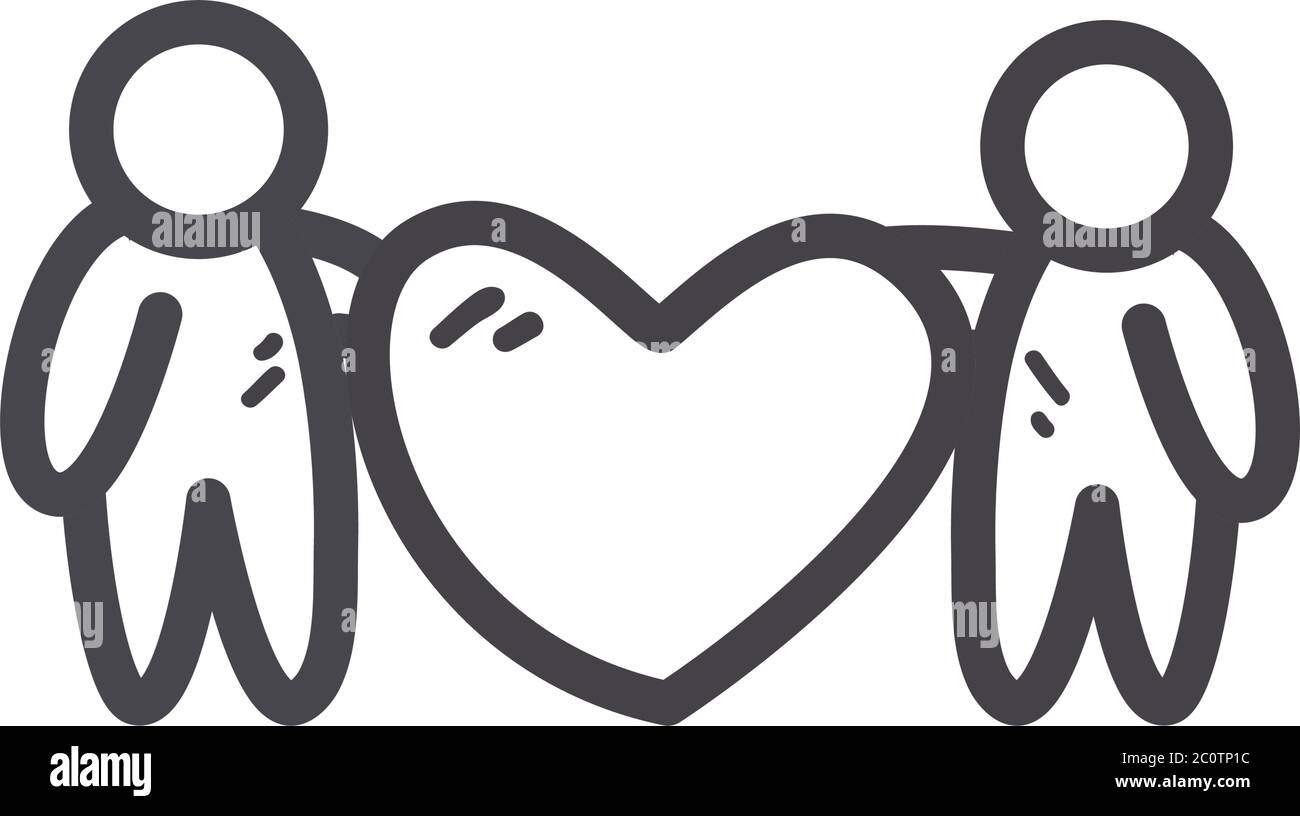 Avatars couple with heart line style icon design of love passion and ...