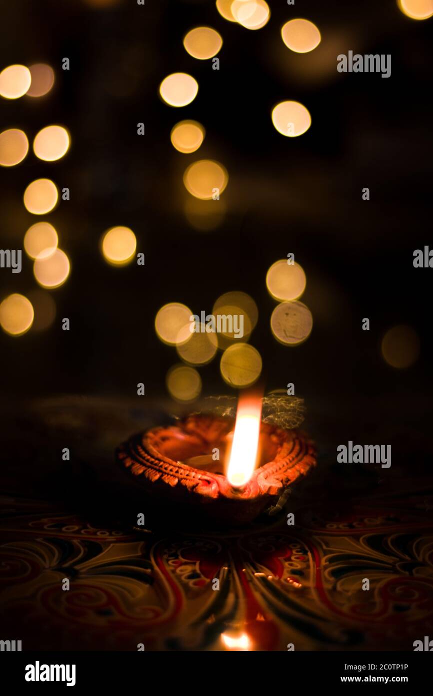 Decorated diya photo for indian festivals Stock Photo - Alamy
