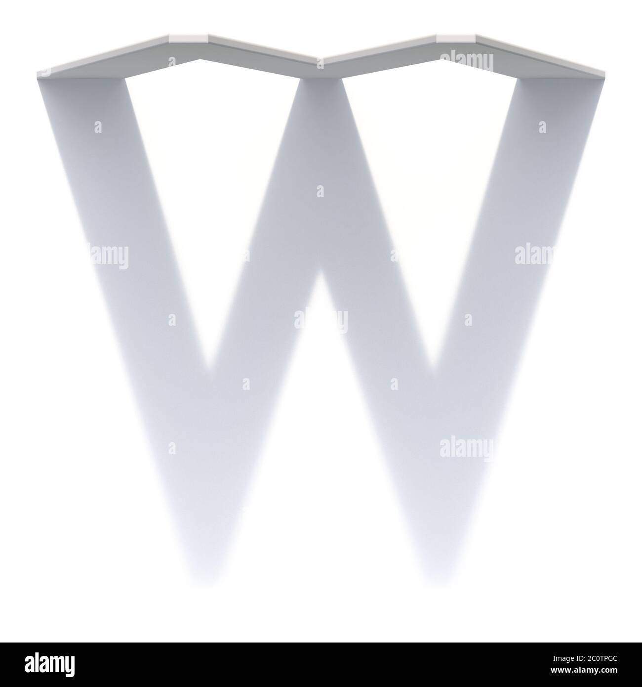 Vertical drop shadow font Letter W 3D render illustration isolated on ...