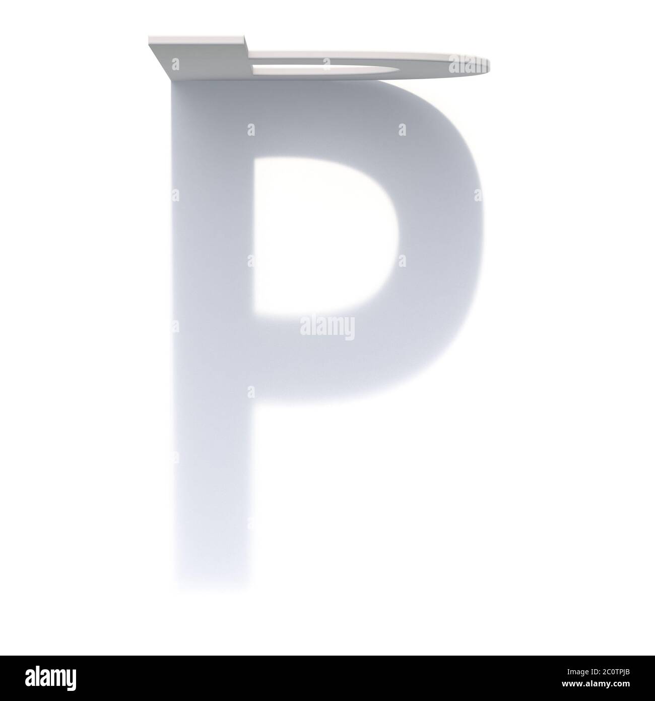Vertical drop shadow font Letter P 3D render illustration isolated on ...