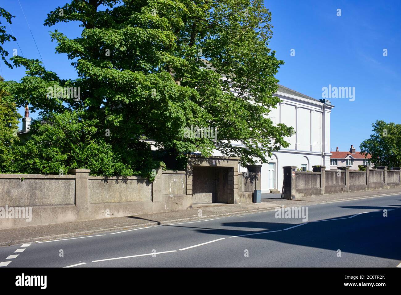 Concrete bus shelter outside Woodbourne House on Woodbourne Road ...