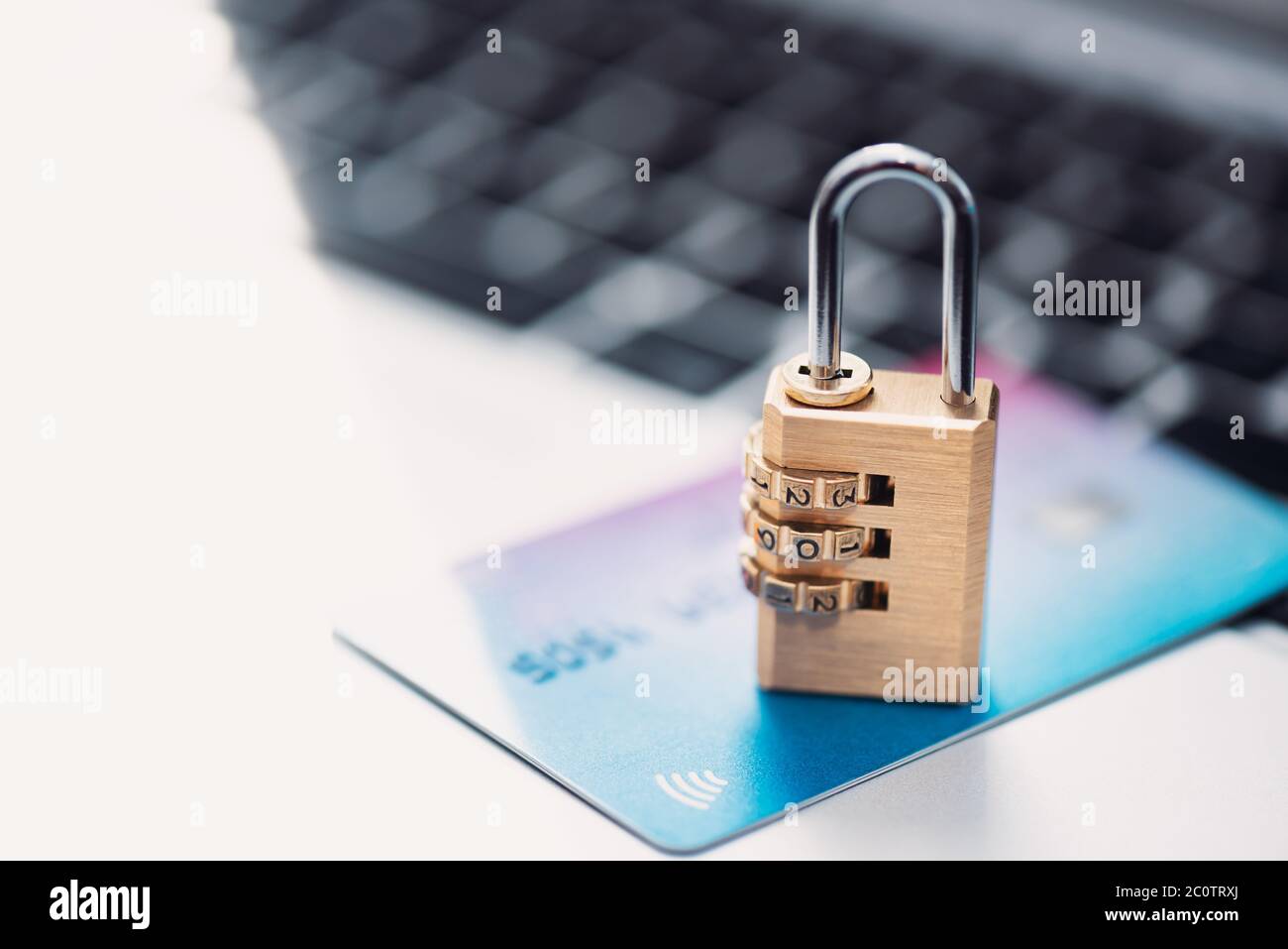 Banking security, credit card and padlock. Bank data, card payment ...