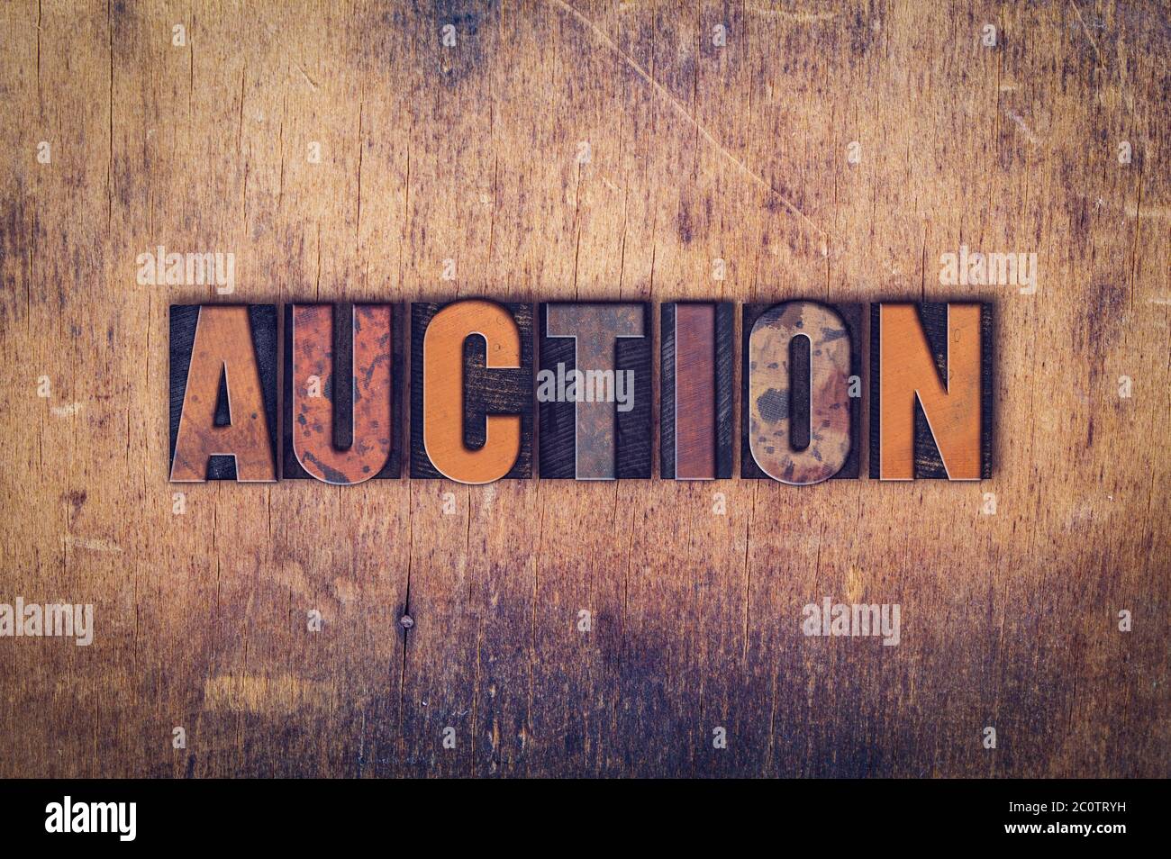 Auction Concept Wooden Letterpress Type Stock Photo - Alamy