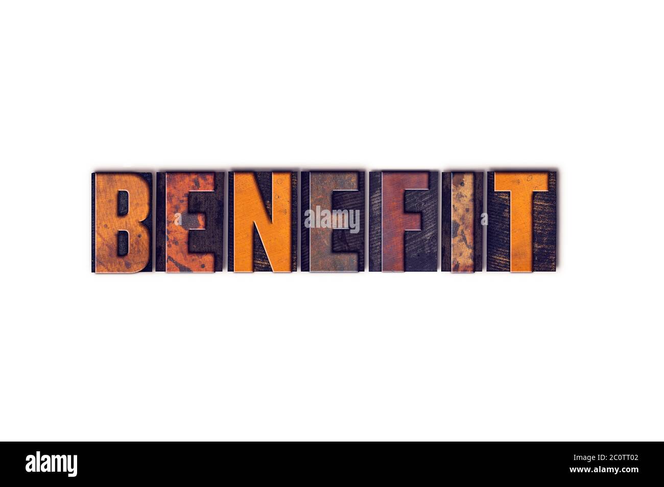 Benefit Concept Isolated Letterpress Type Stock Photo - Alamy