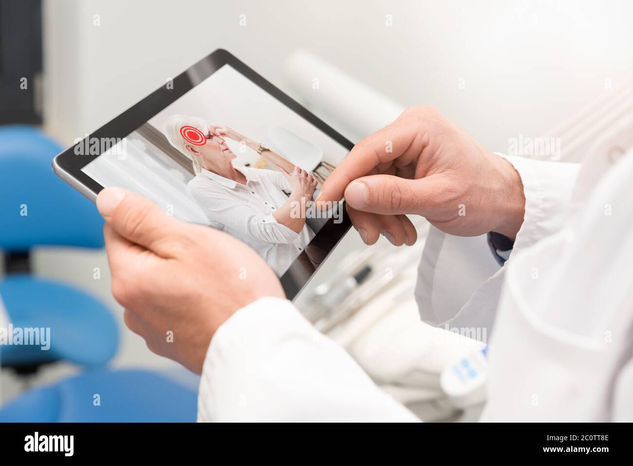 Doctor and senior woman patient medical consultation. Telemedicine ...