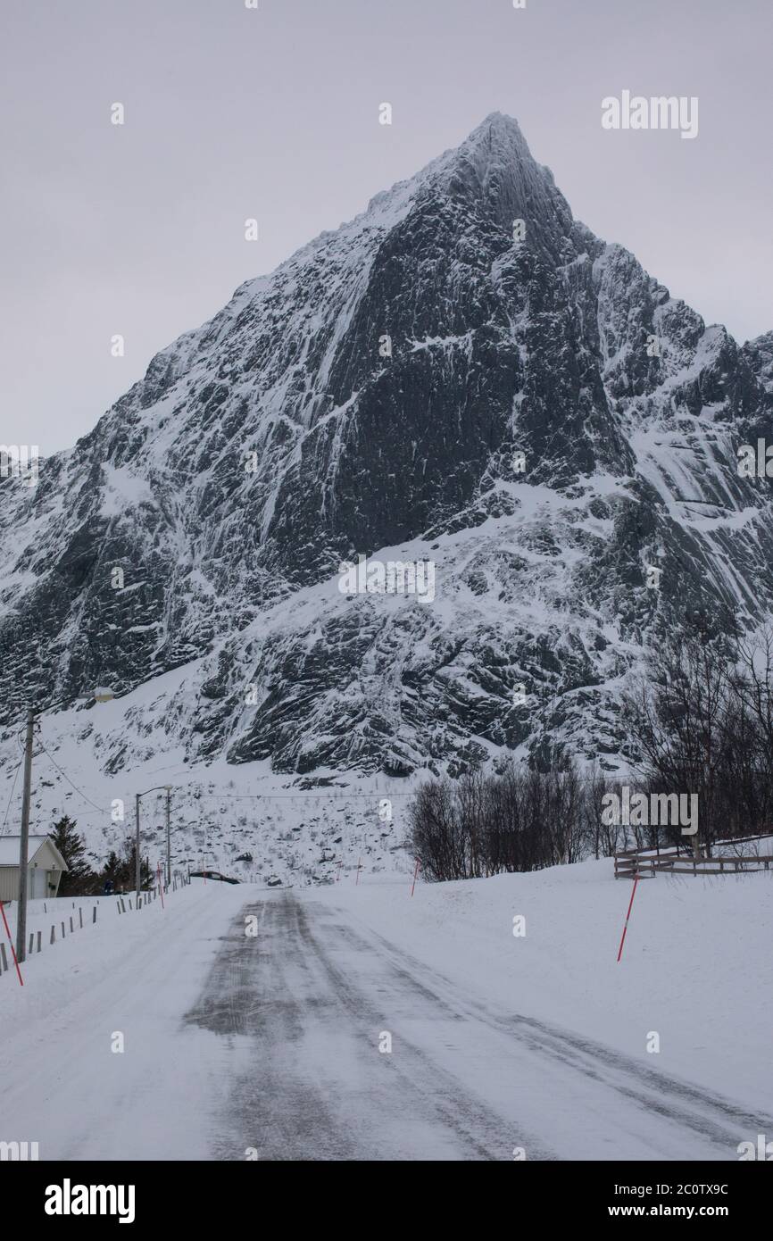 Epic mountain on a remote road in Norway Stock Photo - Alamy