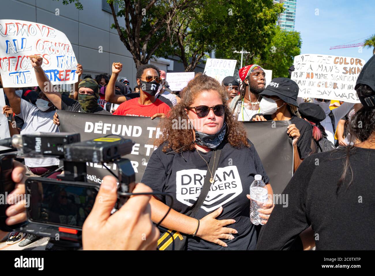 Miami Downtown, FL, USA - MAY 31, 2020: White woman protests for the ...