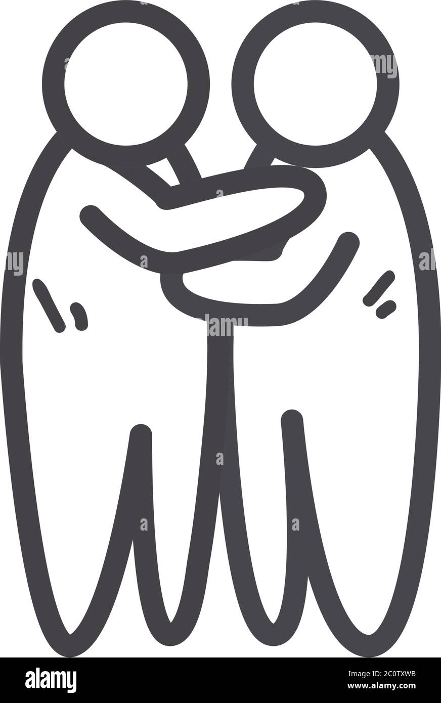Avatars persons friends hugging line style icon design of friendship ...