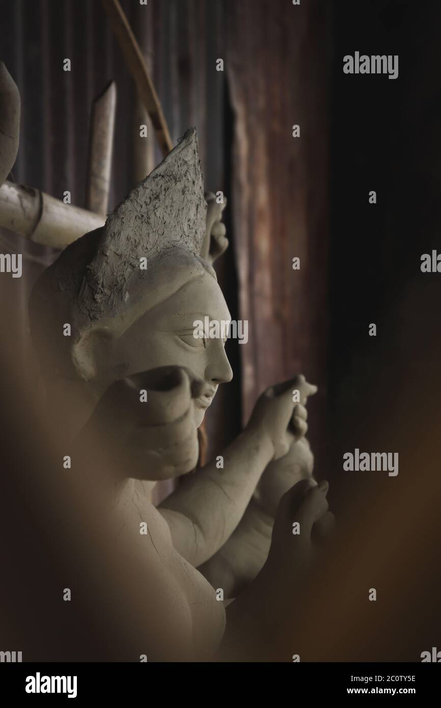 Making of durga idol by the artist stock image Stock Photo - Alamy