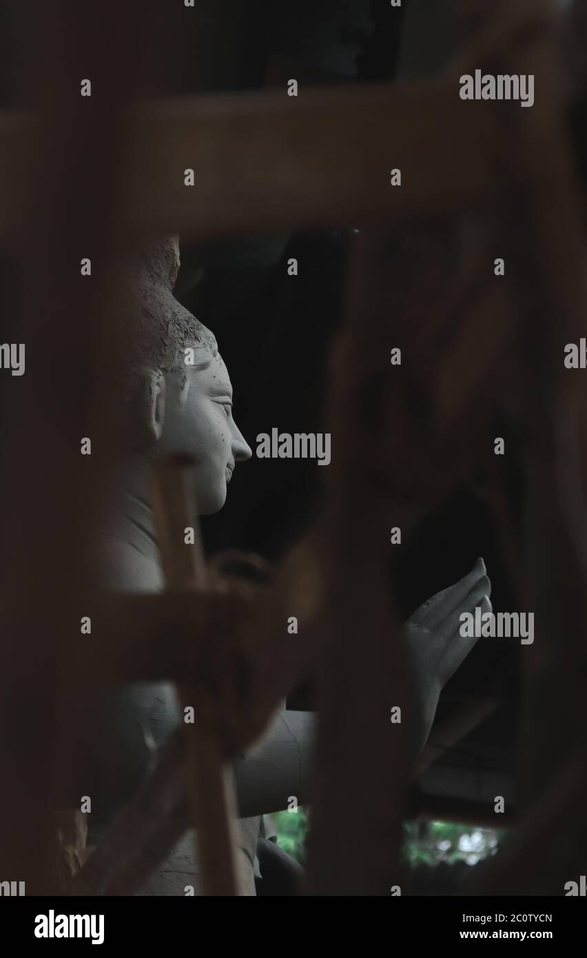 Making of durga idol by the artist stock image Stock Photo - Alamy