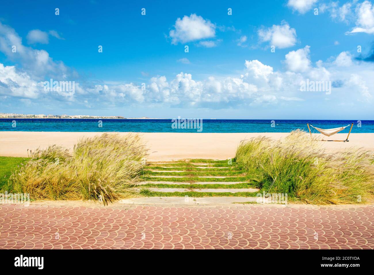 Beautiful landscape of sandy Red sea beach, Hurgada, Egypt Stock Photo ...