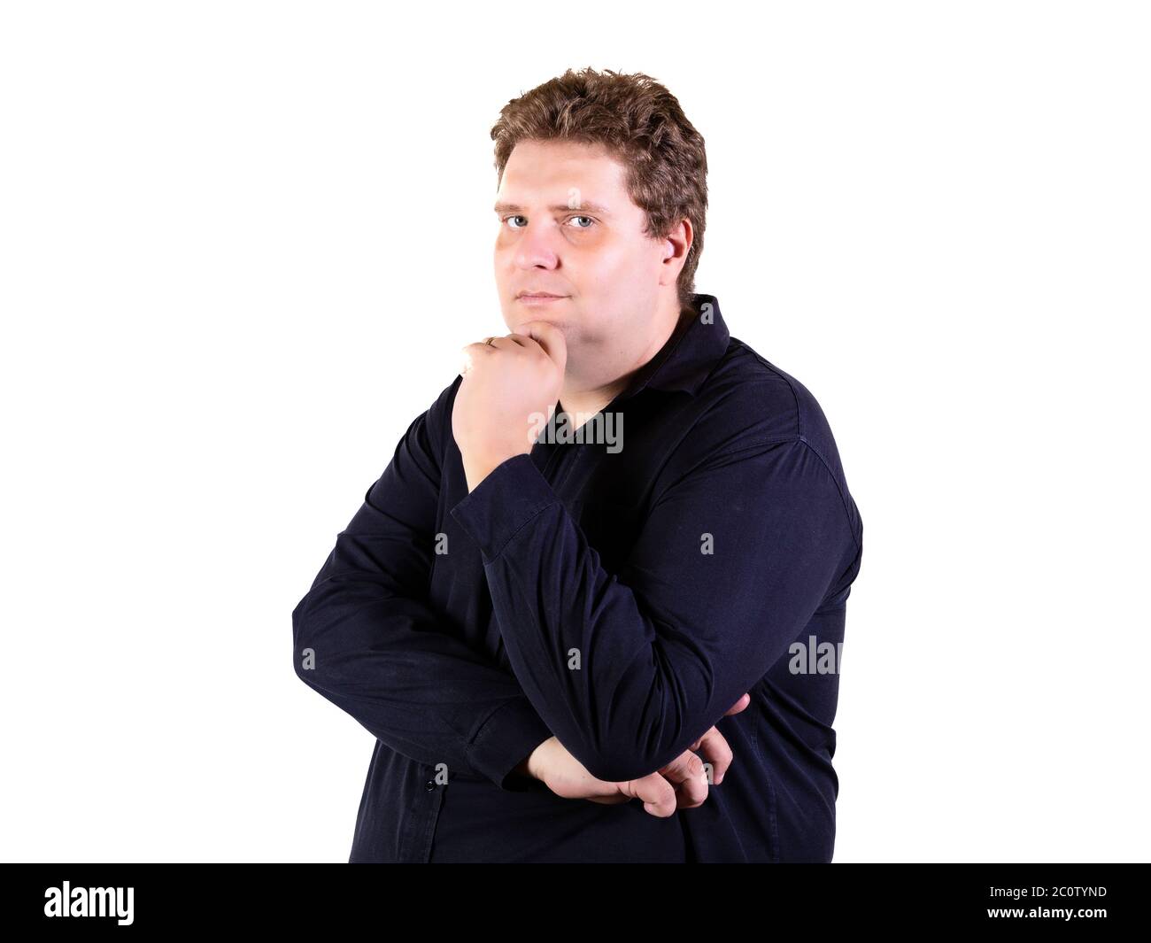 Plus size man in studio photos with white background Stock Photo - Alamy