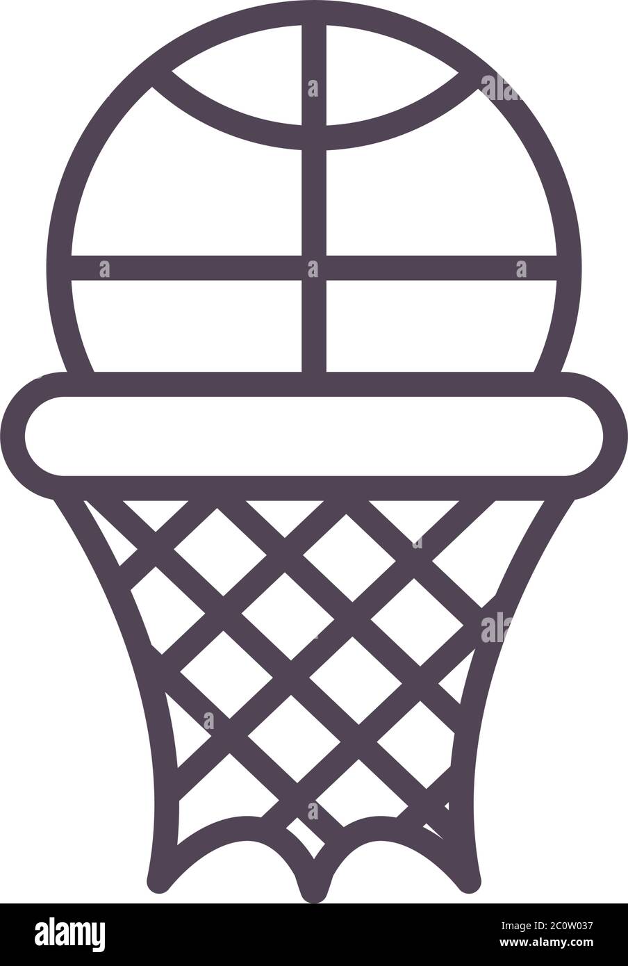Basket ball and hoop line style icon design, Basketball sport hobby ...