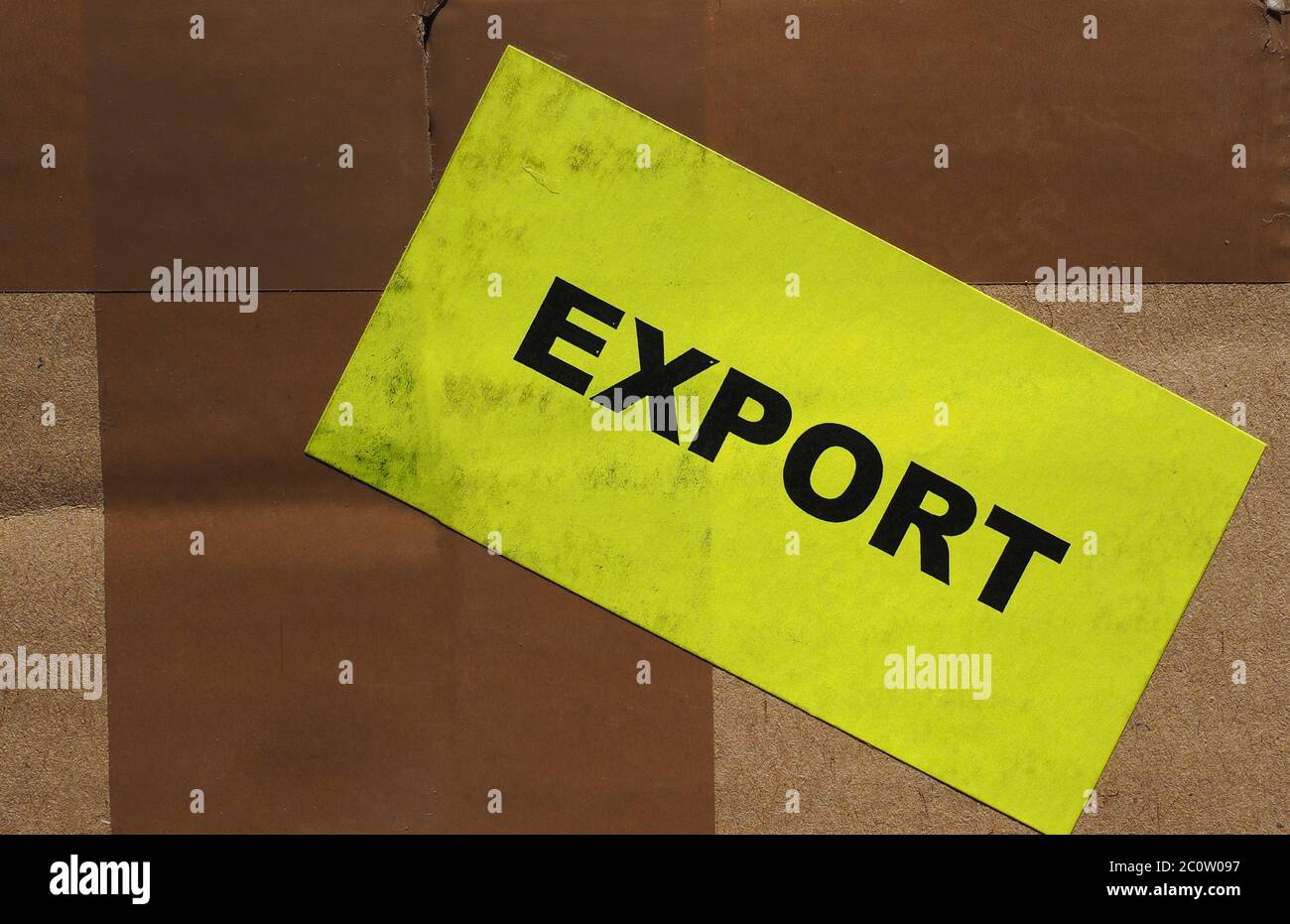Cardboard box with export label Stock Photo - Alamy