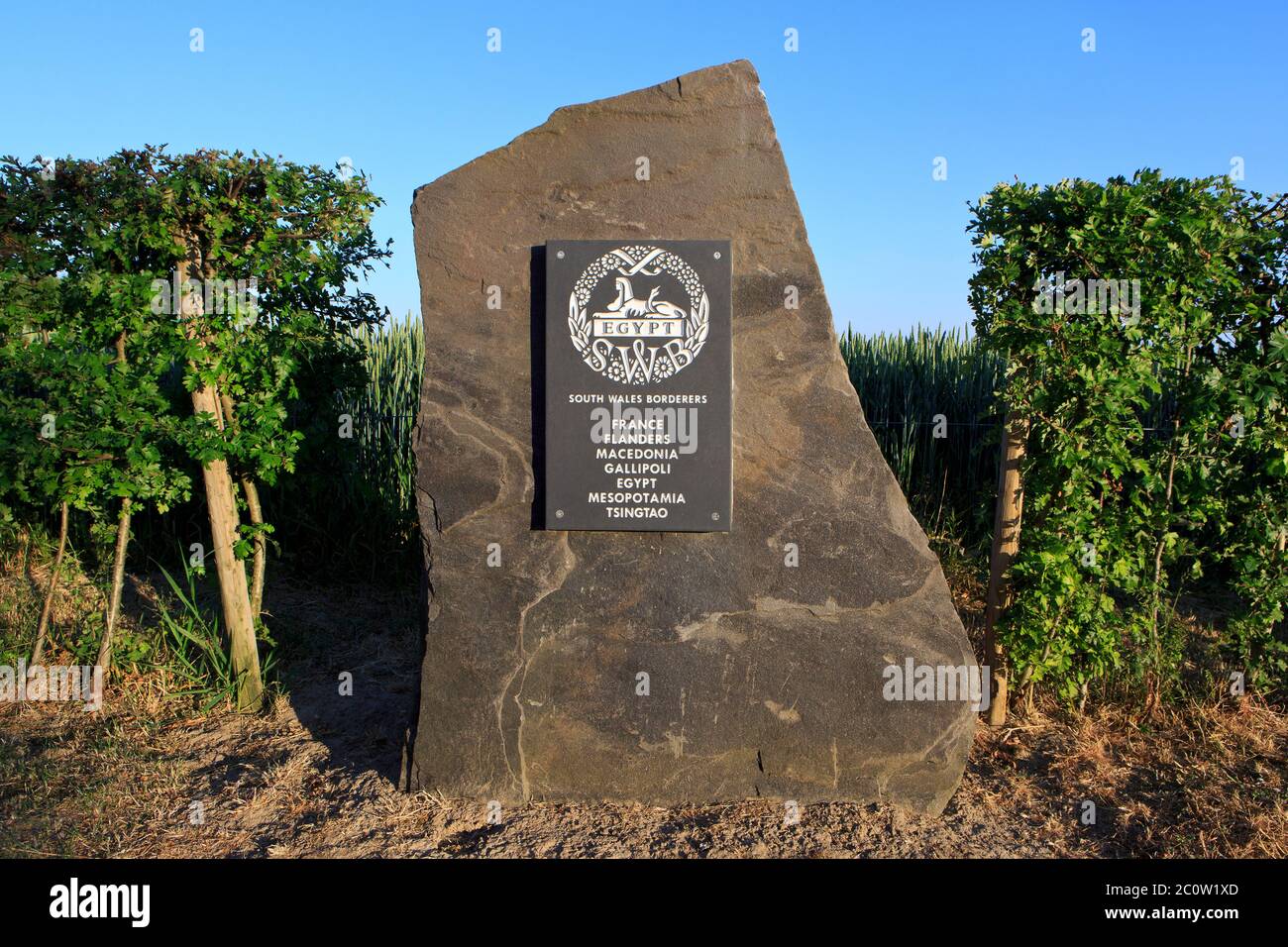 Commemorative plaque with the regimental emblem of the South Wales ...