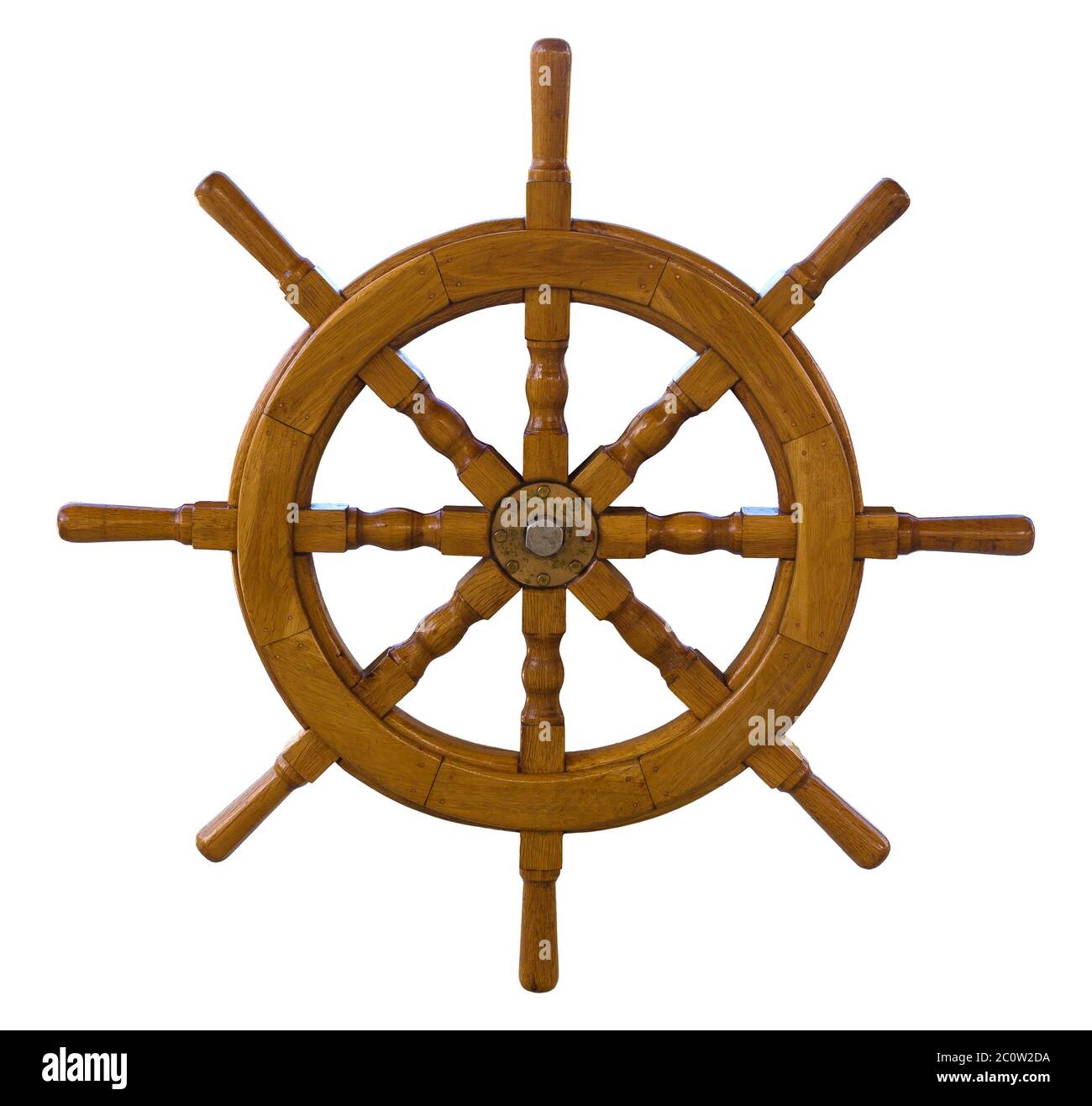 Wooden sea ship rudder, isolated on white background Stock Photo - Alamy