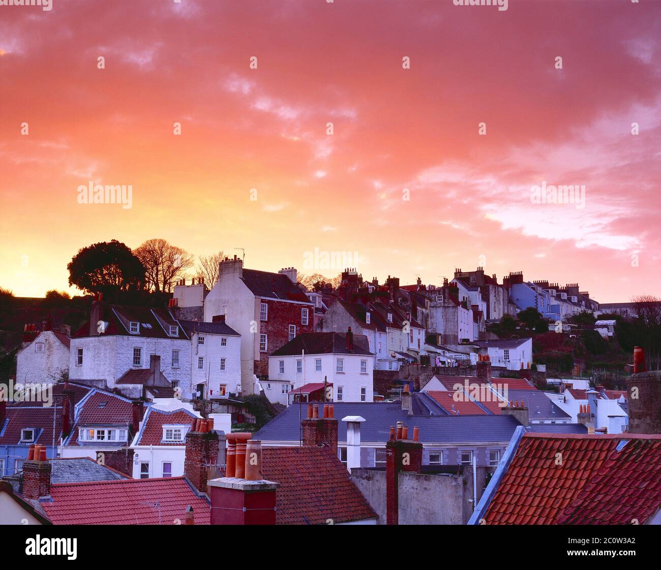 Channel Islands. Guernsey. St. Peter Port. Residential town houses ...