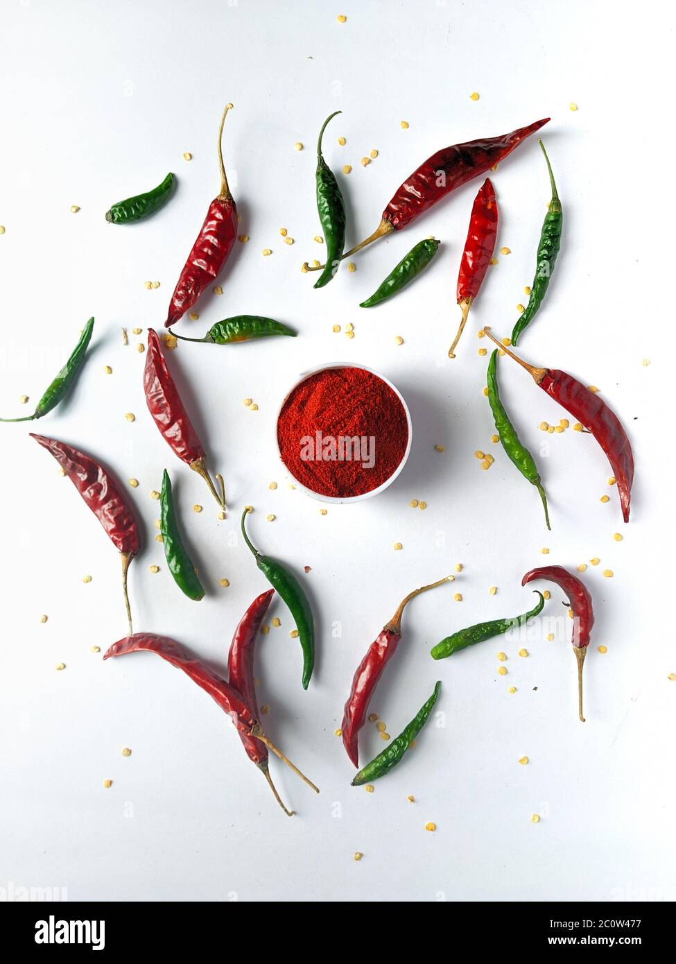 fresh red chilli powder and red chilli isolated stock image Stock Photo ...