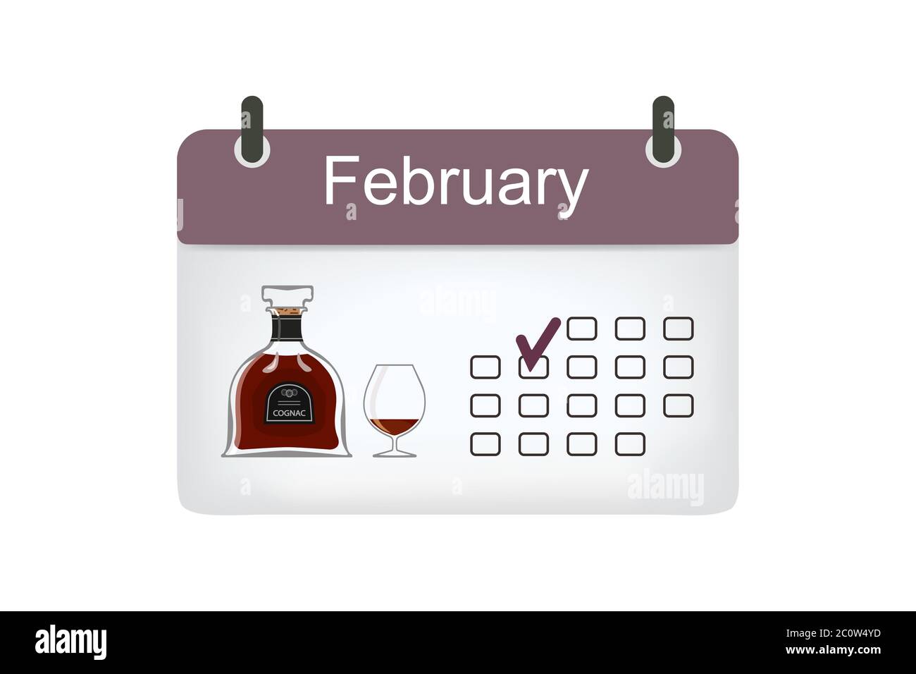 Calendar icon February with pattern isolated on white background ...