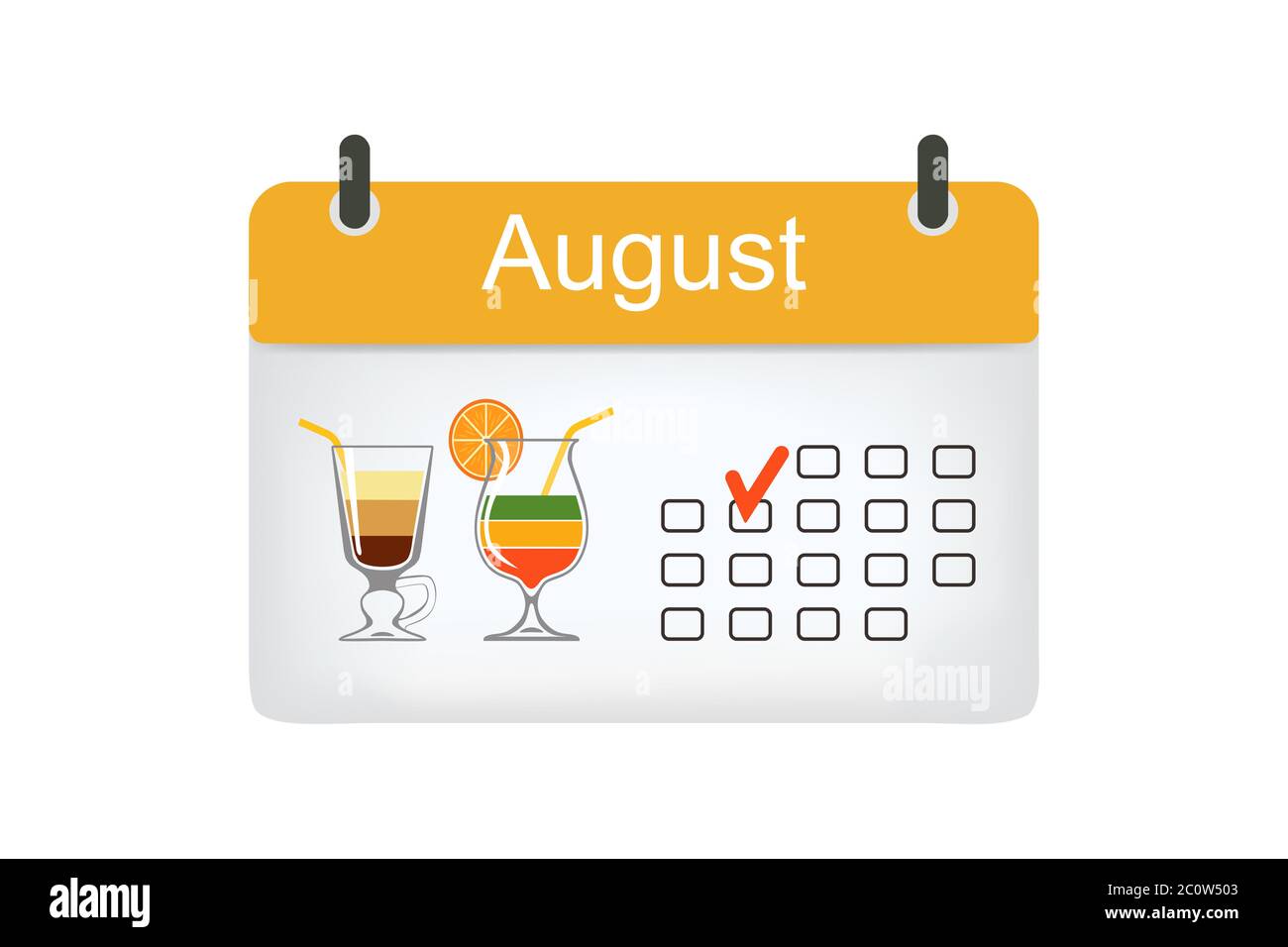Calendar icon August with pattern isolated on white background. Vector ...