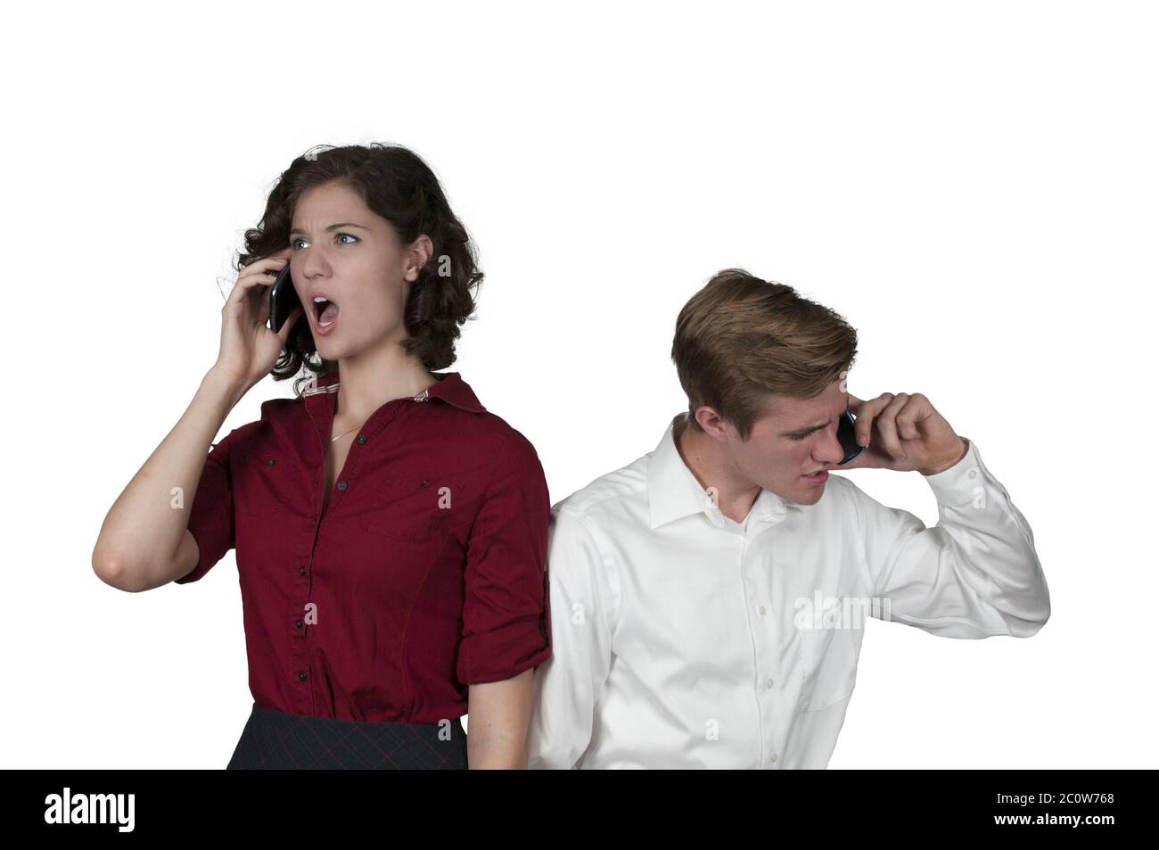 Couple using cell phones Stock Photo - Alamy