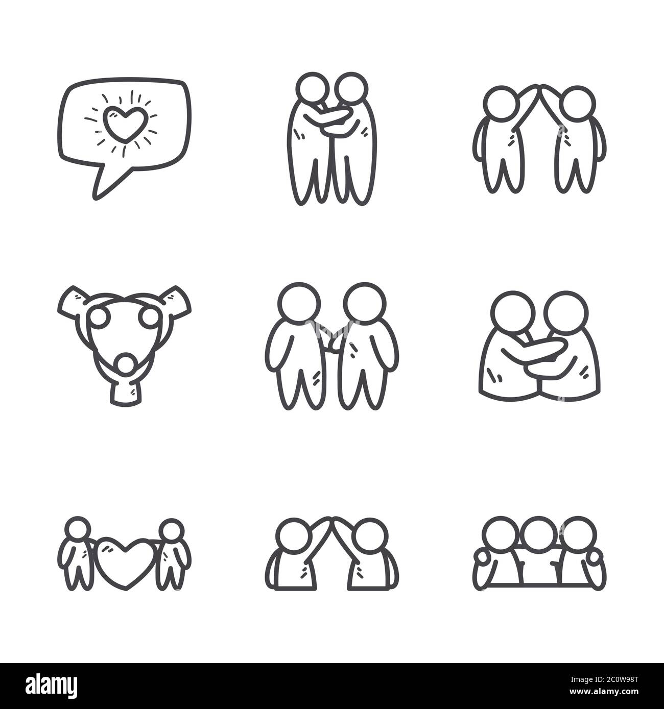 Avatars persons friends line style icon set design of friendship and ...