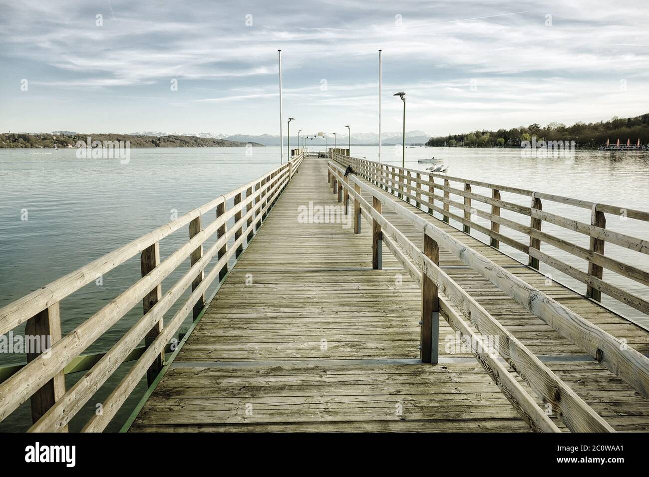big jetty at Starnberg lake Stock Photo - Alamy