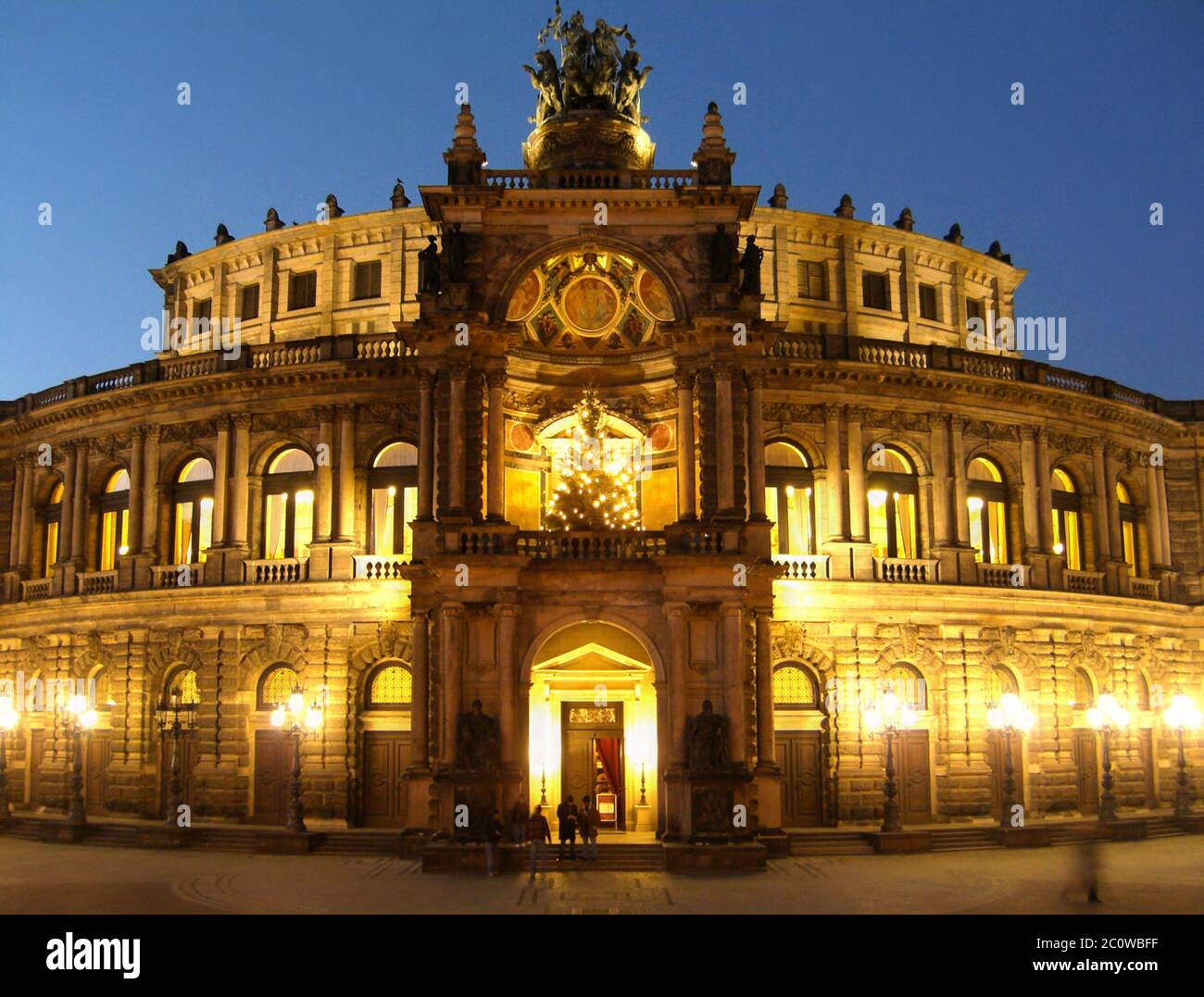 night photograph opera square theatre playhouse Dresden ballet state ...