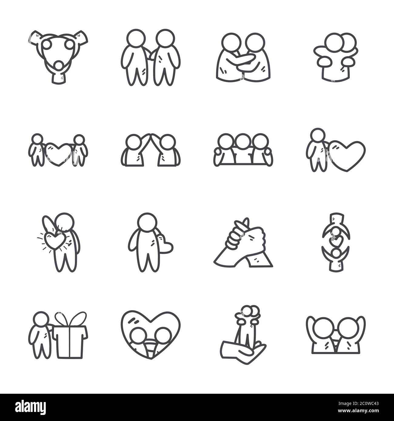 Avatars persons friends line style icon set design of friendship and ...