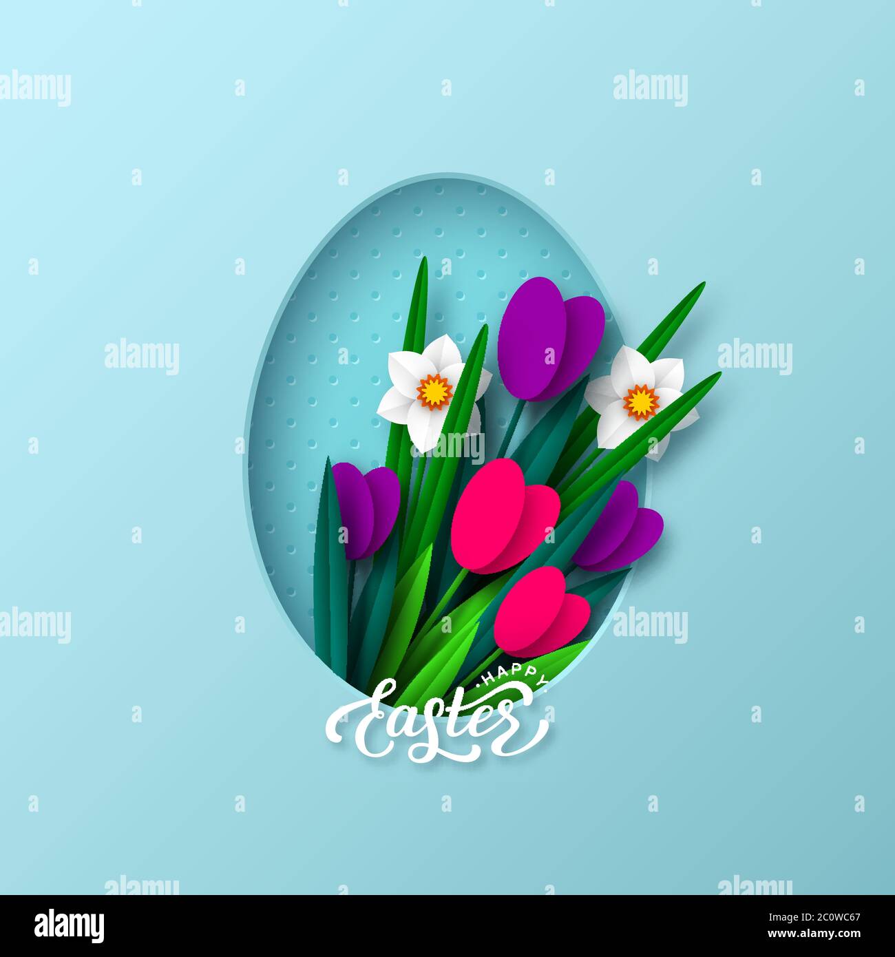 Easter background with paper cut spring flowers Stock Vector Image ...