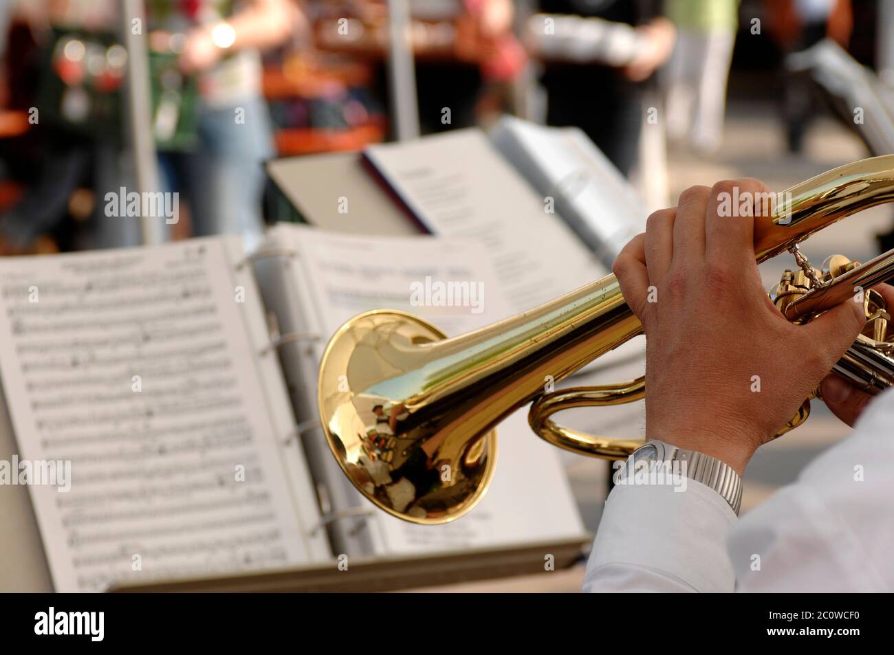 Trumpet players hand hi-res stock photography and images - Alamy