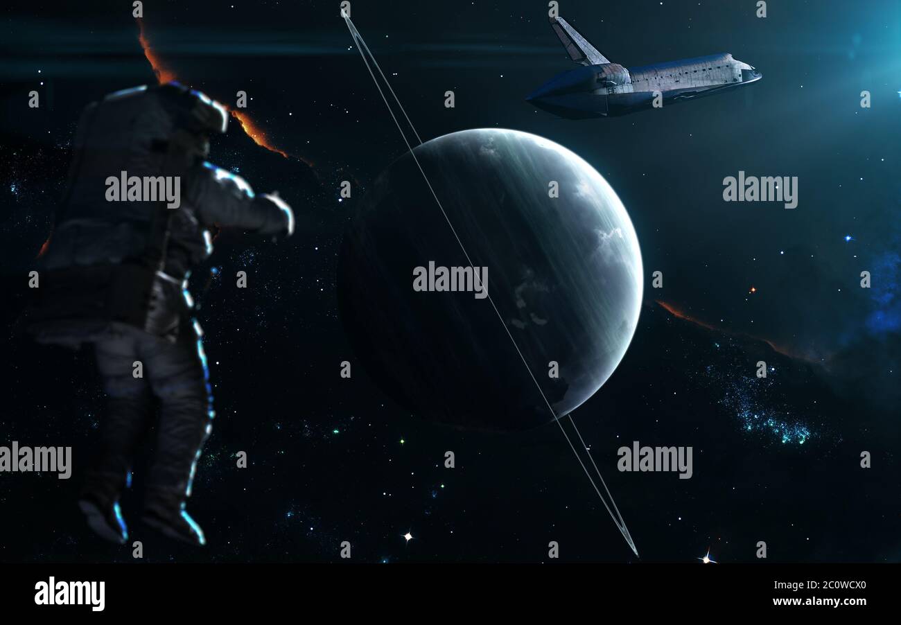 Planet Uranus in blue light. Solar system Stock Photo - Alamy