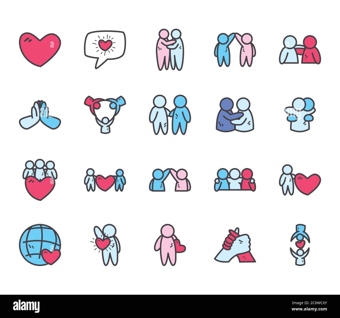 Avatars persons friends line and fill style icon set design of ...